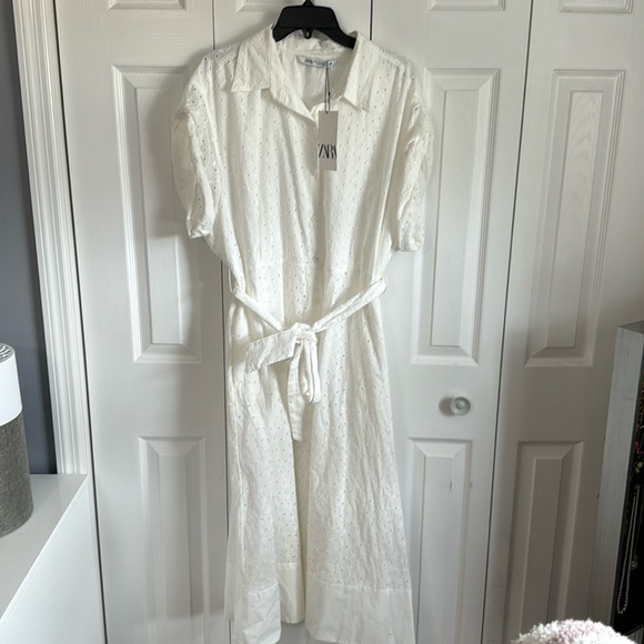 Zara | Dresses | Bnwt Zara White Midi Dress In Xxl | Poshmark